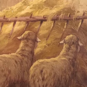 Sheep Stable Painting Lamb Chicken Rustic Decor Farmhouse French ...