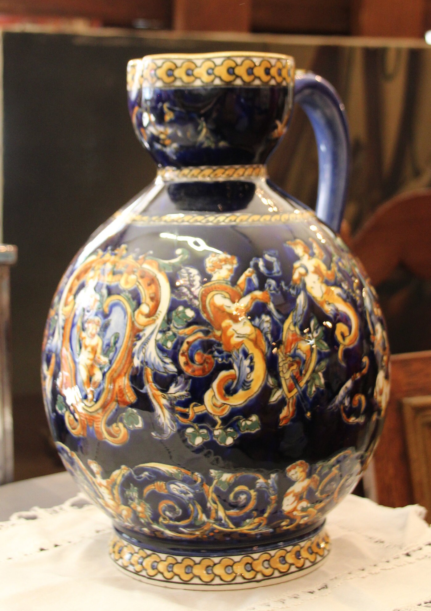 Large Blue Pitcher Jug Water Pitcher Pottery Pitcher Wedding Ceramic ...