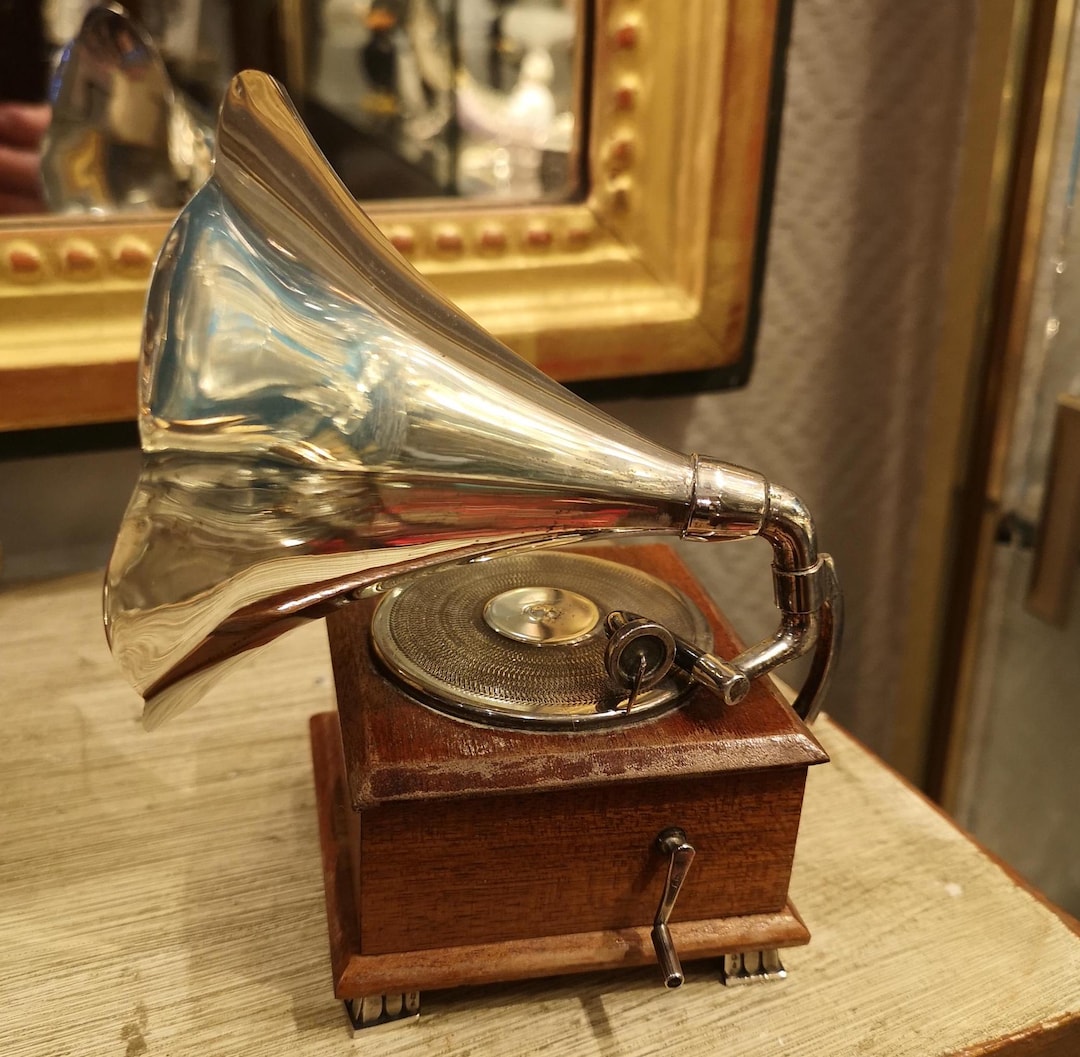 Sterling Silver Miniature Gramophone, Vintage Phonograph Music Gift - Etsy
