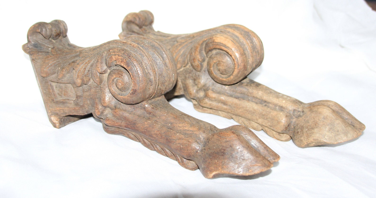 RESERVED Devil Goat Legs Carved Wood Devil Feet Decor Architectural ...