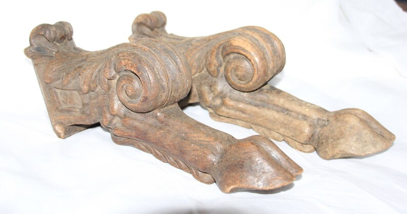 RESERVED Devil Goat Legs Carved Wood Devil Feet Decor Architectural ...