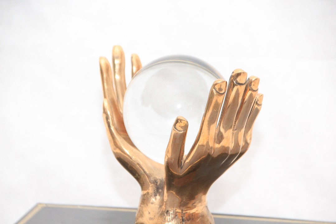 Gold Fortune Teller Reading Crystal Ball Gold Hands Magic Scrying Ball ...