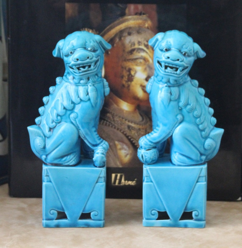 Chinese Foo Dog Statue Turquoise Dog Gift Dog Figurine Feng - Etsy
