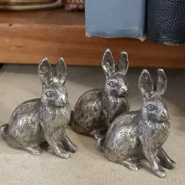 Silver Bunny Figurines - Etsy