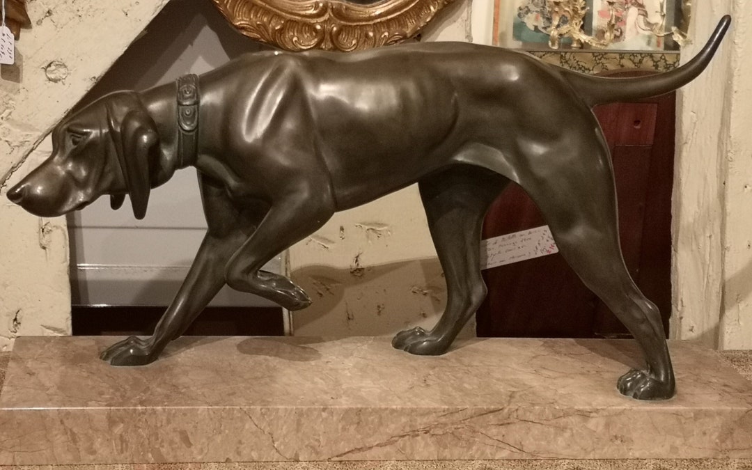 Art Deco Animal Sculpture Weimaraner Dog Statue Bronze Hunting Dog Gift ...