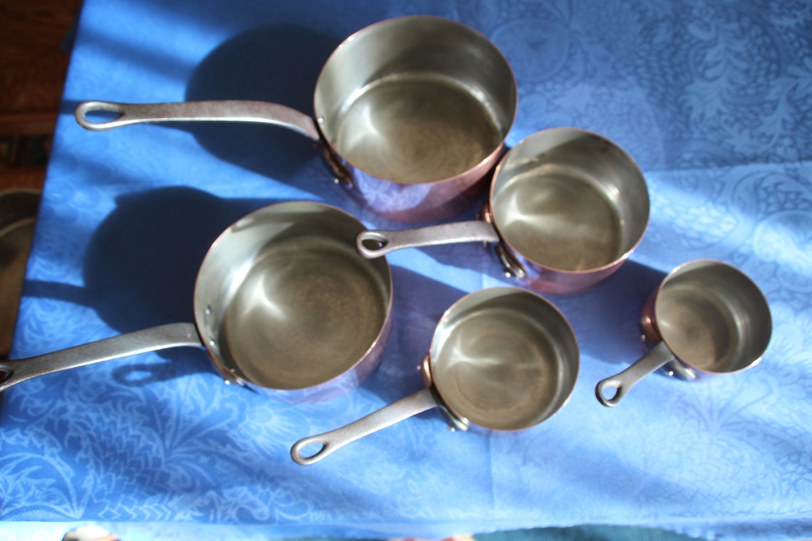 Extra Solid Copper Pans Set of 5 French Professional Quality - Etsy