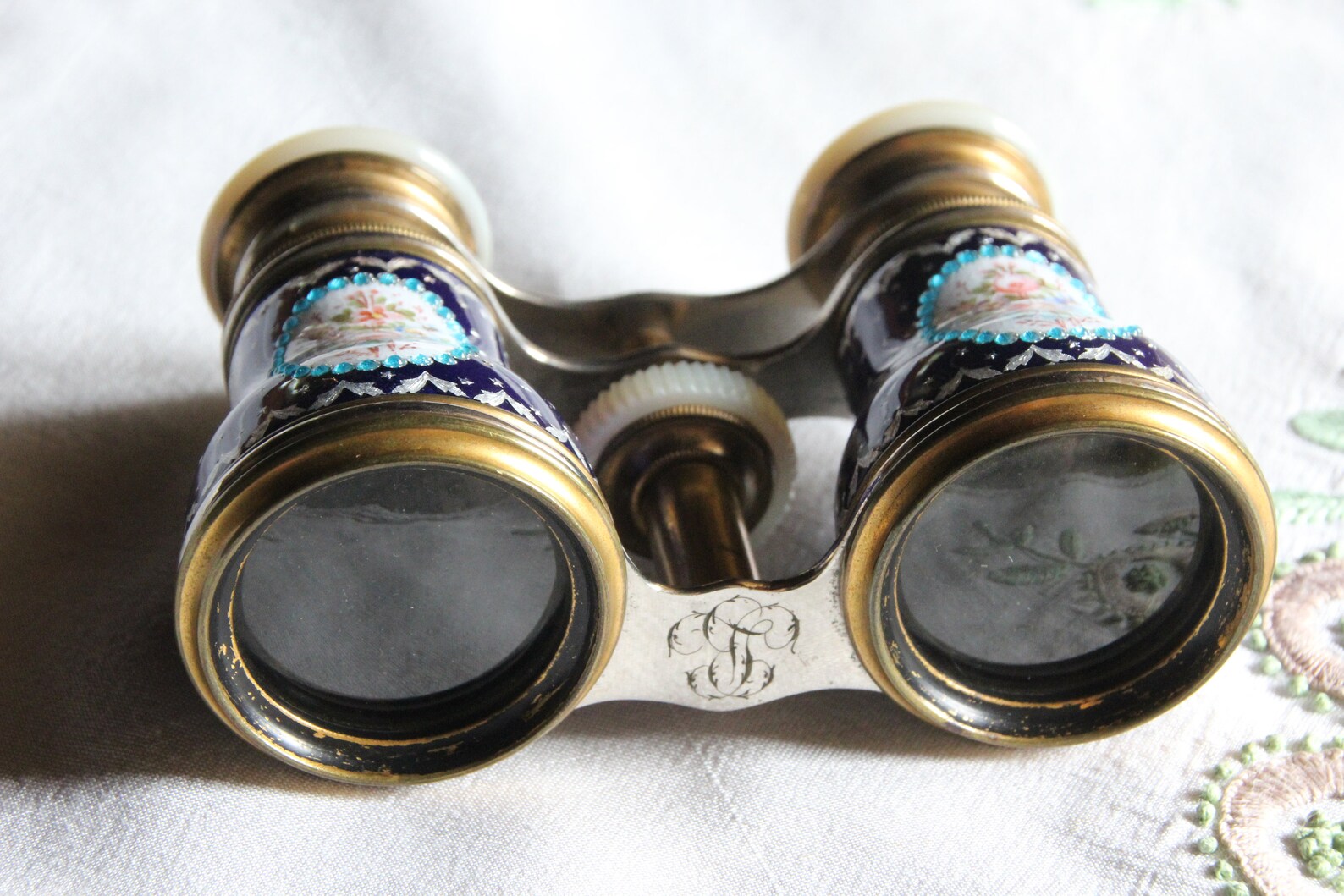 Blue French Opera Glasses Mother of Pearl Gold Opera - Etsy