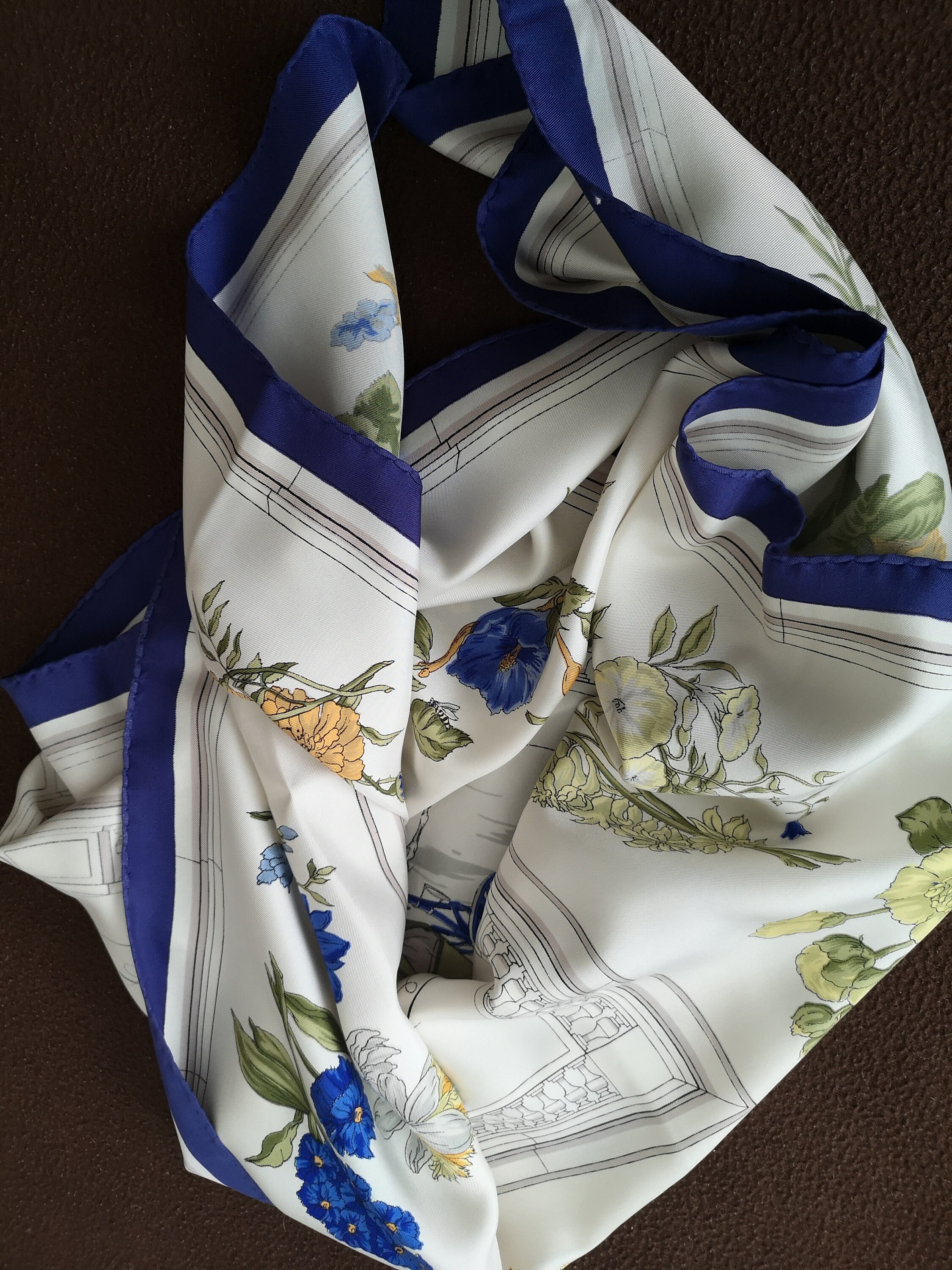 Blue Flower Silk Scarf Hermes Quai Aux Fleurs Forget-me-not - Etsy