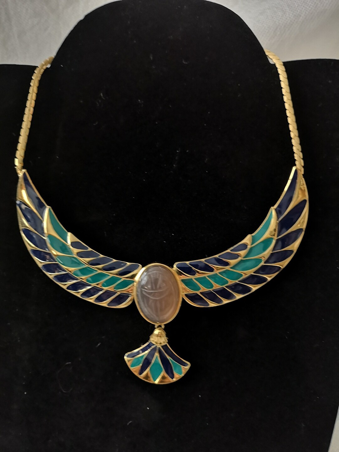 Egyptian Winged Scarab Phoenix Egyptian Revival Cloisonne Enamel ...
