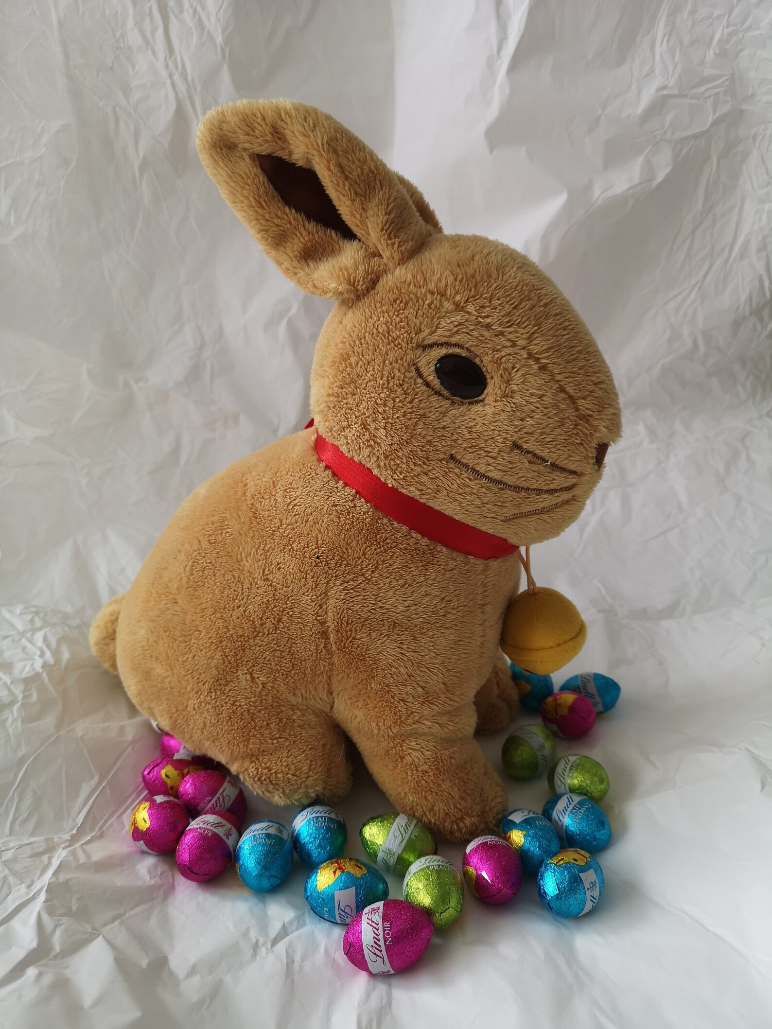 Easter Bunny Rabbit Toy Goldhase Red Ribbon Gold Bell Plush Plushie ...