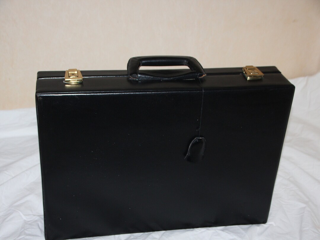 Vintage Black Leather Briefcase Black Suitcase for Men Retro Luggage ...