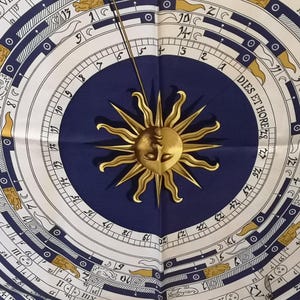 Hermes Silk Scarf Zodiac Signs Blue Gold Square Scarf Gold Sun Aries ...