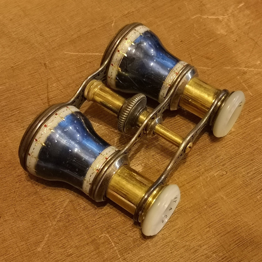 Antique Theater Glasses Blue Opera Binoculars Gold Opera Glasses ...