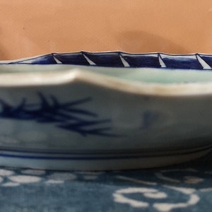 Japanese Antique Porcelain Plate Fish Shaped Blue Green Meiji Era Sushi ...