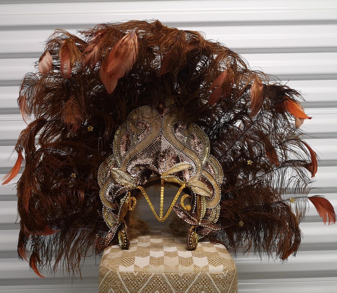 Ostrich Feather Mask Burlesque Mardi Gras Baroque Venetian Carnival ...