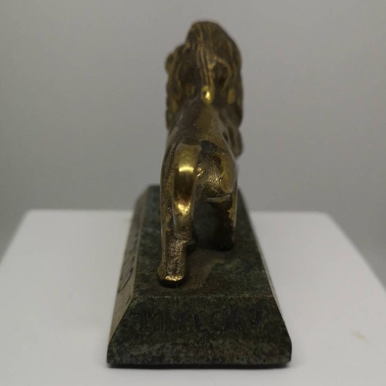 Bronze Statue Lion Waterloo Belgium Napoleons Battle Souvenir Gold ...