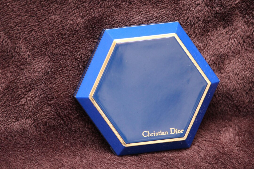 Blue Christian Dior Vintage Compact Mirror Handheld Purse Mirror Gold ...