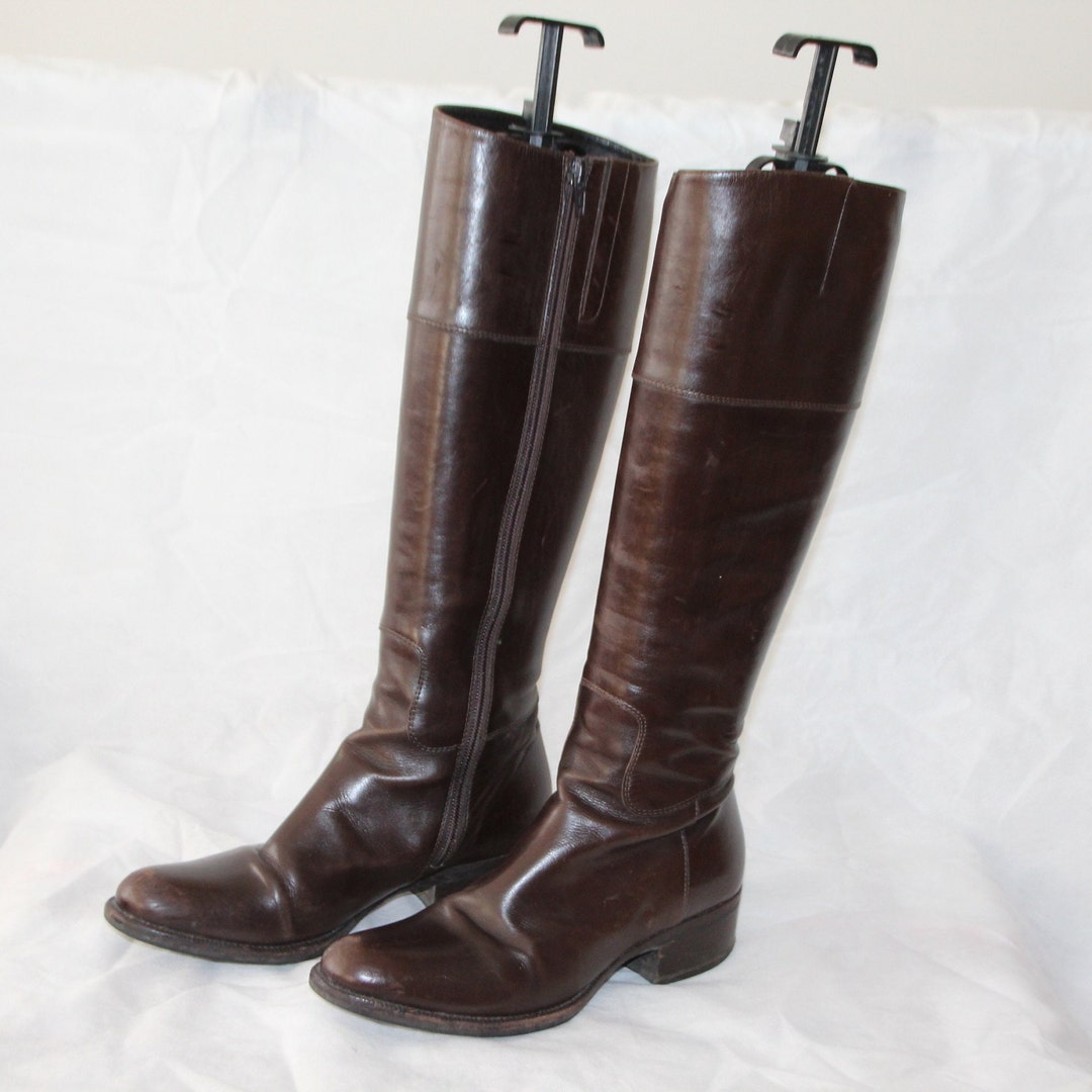 Italian Vintage Brown Leather Boots Women Ladies Shoes Size 36.5 US 5 ...