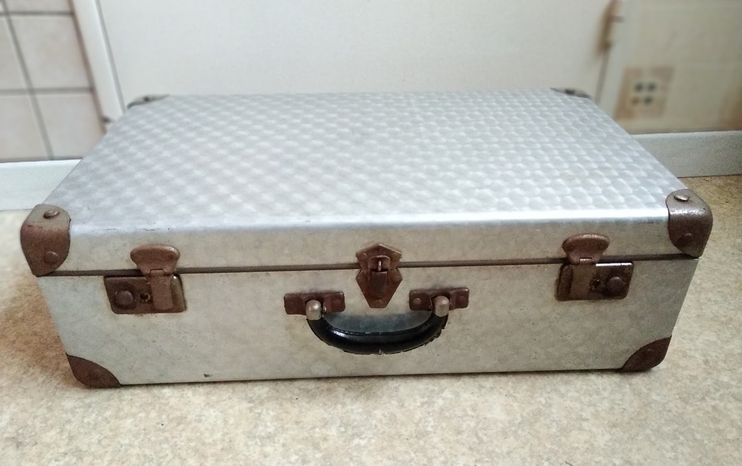 Vintage Aluminum Suitcase Metal Suitcase Trunk Retro Luggage Retro ...