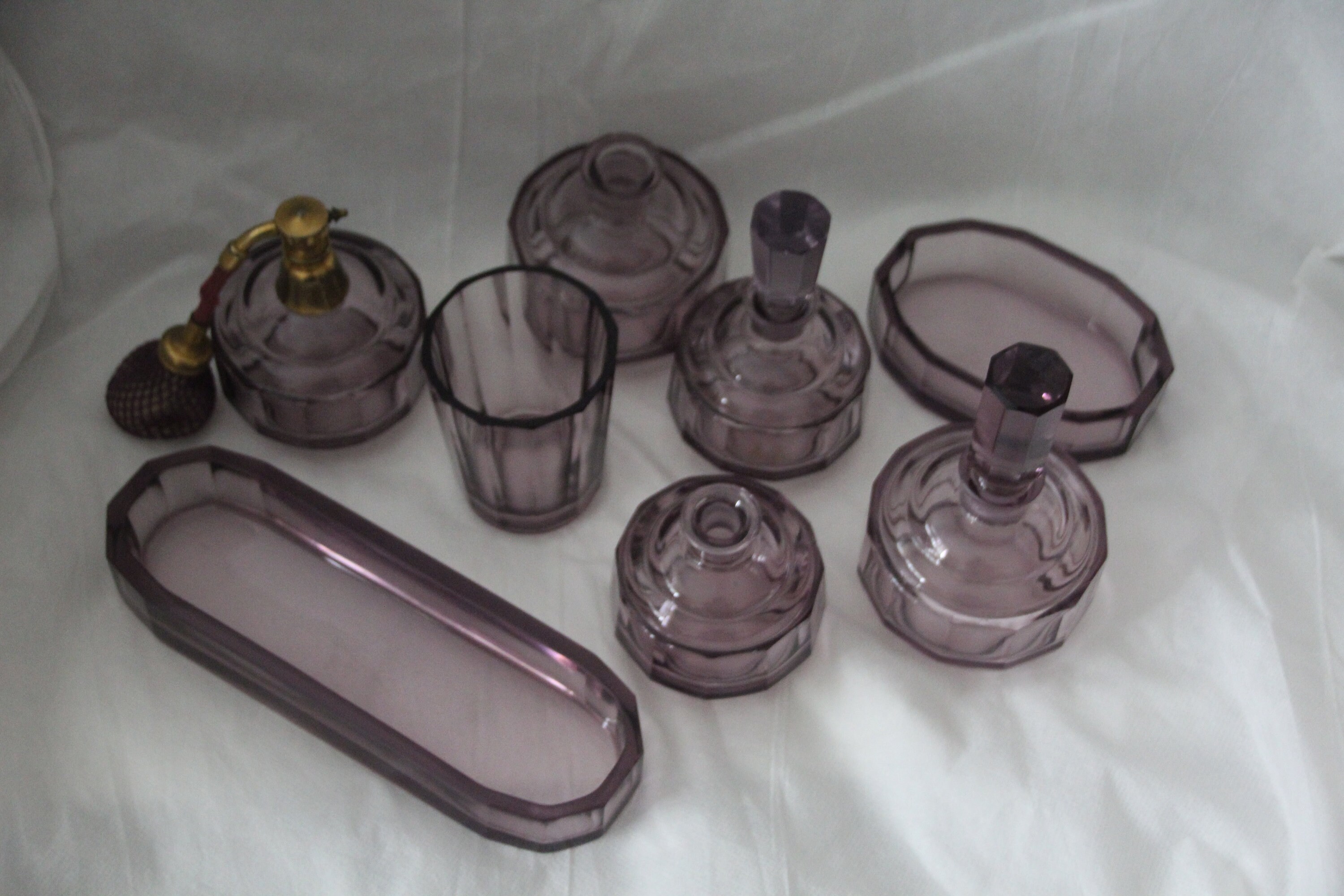 Amethyst Crystal Perfume Bottles Vanity Set Dressing Set Soap Dish ...