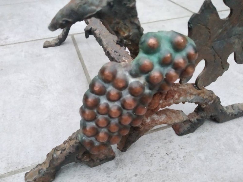 Grape Vine Decor Forged Iron Andirons Grapes Leaves Decor Firedogs ...
