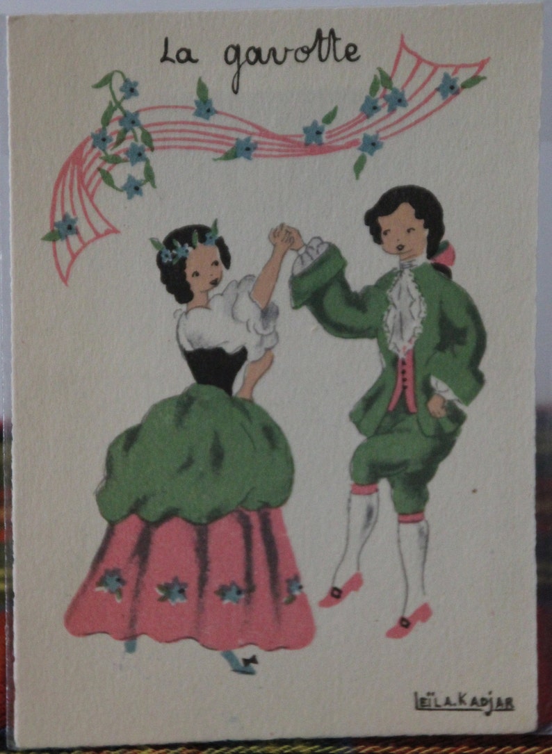 French Vintage Postcard Waltz Dance Minuet Gavotte Pavanne Ball Signed ...