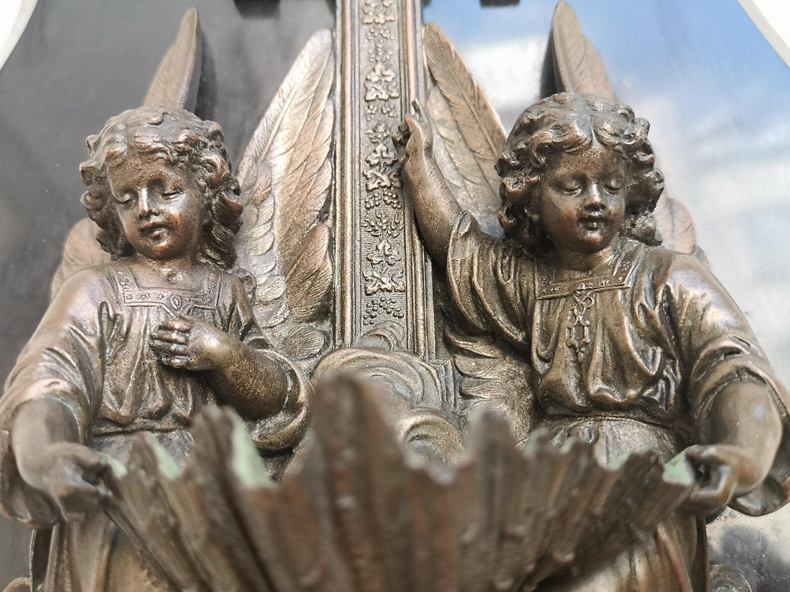 Holy Water Stoup Angels Wall Cross Holy Water Font Christian Religious ...