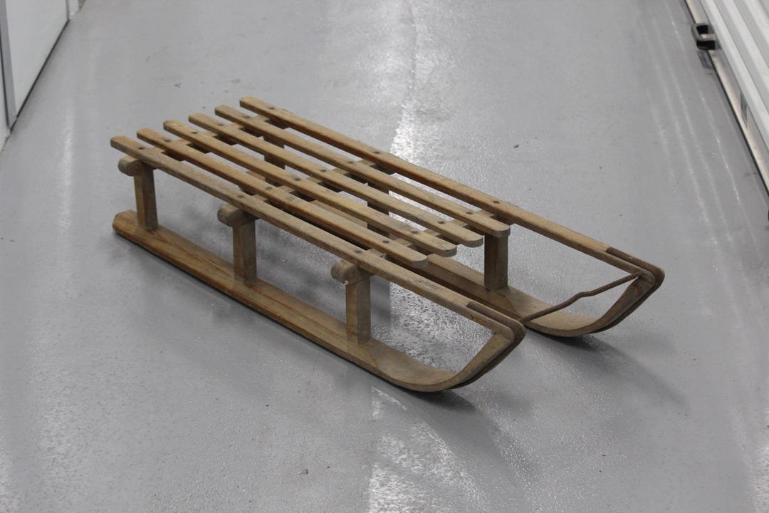 French Vintage Wood Snow Sled Sledge Ice Sports Snow Sledging Chalet ...