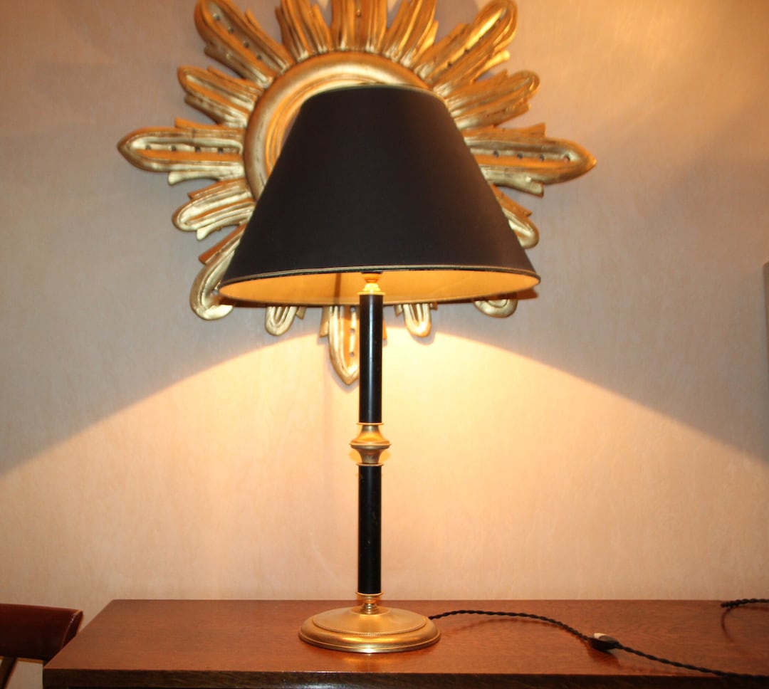 Black Lampshade French Empire Style Table Lamp Gold Desk Lamp Library ...