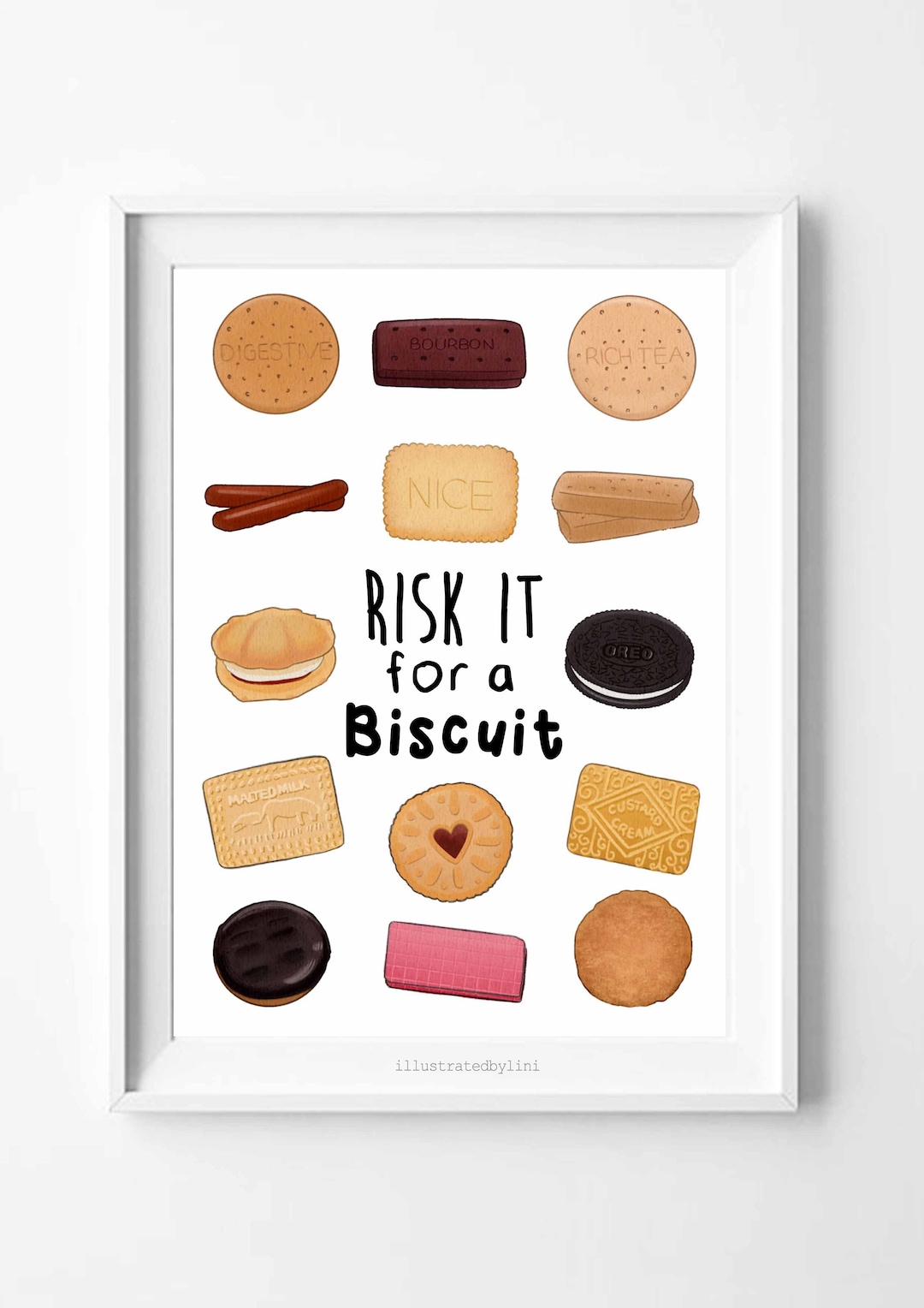 Biscuits Wall Art, Kitchen Print, Kitchen Art, Biscuit Lover, Risk It ...