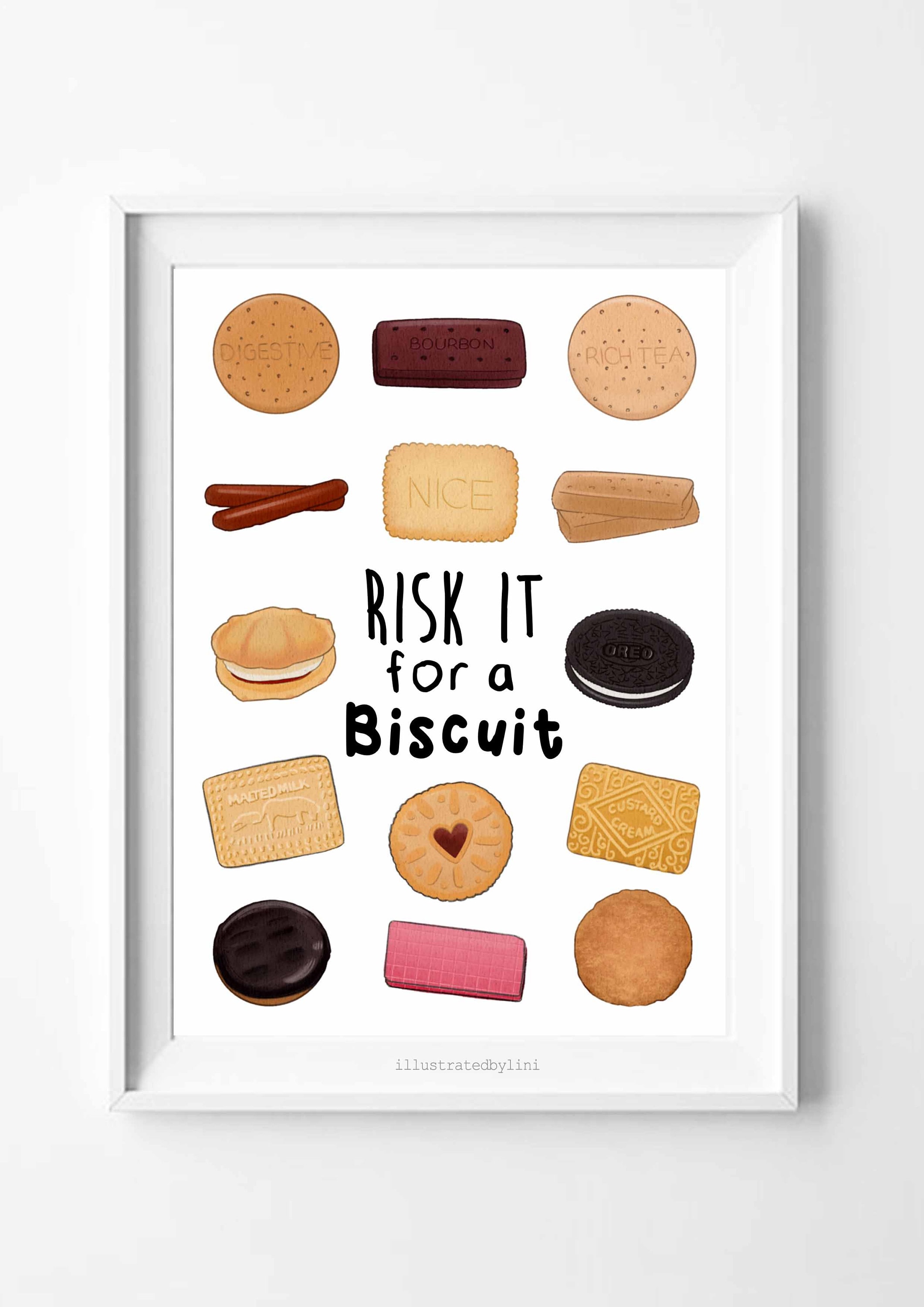 Biscuits Wall Art, Kitchen Print, Kitchen Art, Biscuit Lover, Risk It ...