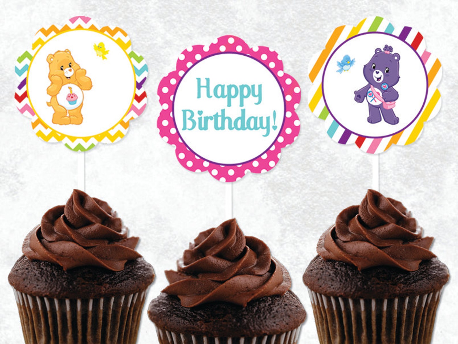 Printable Care Bear Cupcake Toppers download Print Care Bear | Etsy