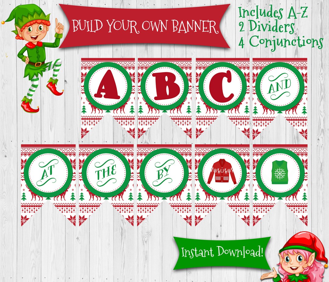 INSTANT DOWNLOAD - Ugly Sweater Banner - Build Your Own Banner - Ugly ...