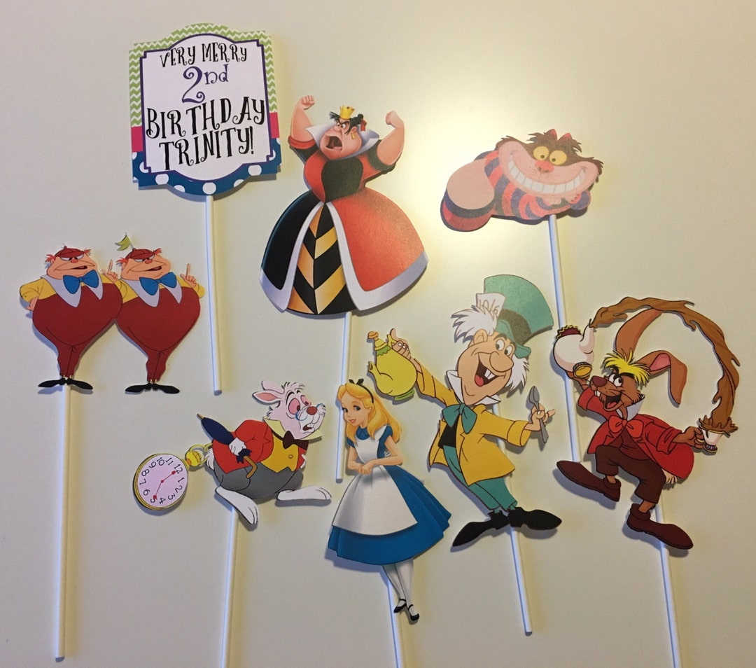 Alice in Wonderland Centerpiece Picks/alice/mad Hatter/march Hare/white ...