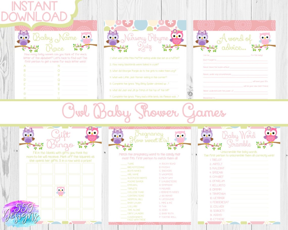 Owl Baby Shower Games/printable/instant Download/it's a | Etsy