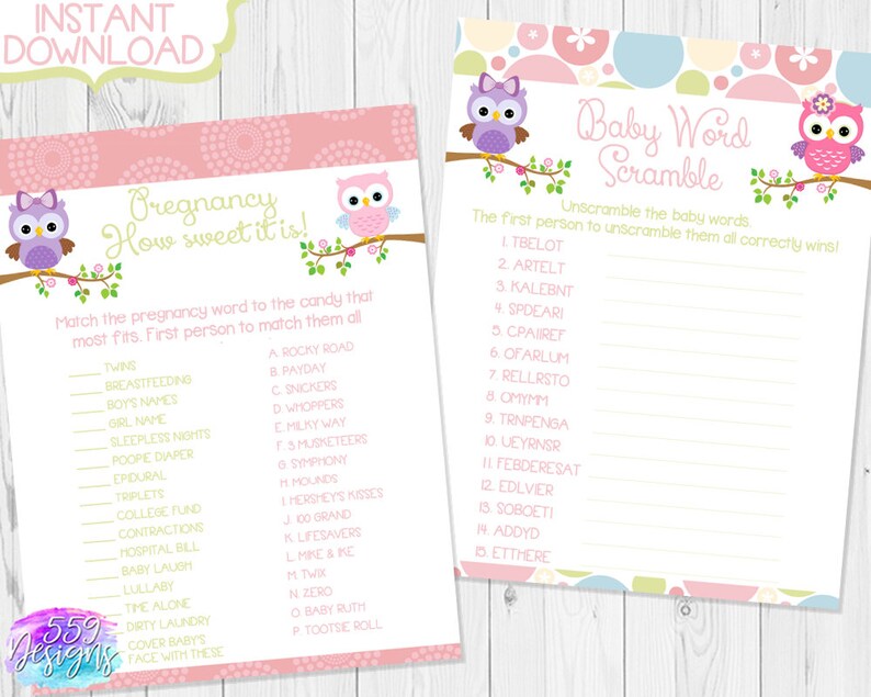 Owl Baby Shower Games/printable/instant Download/it's a | Etsy