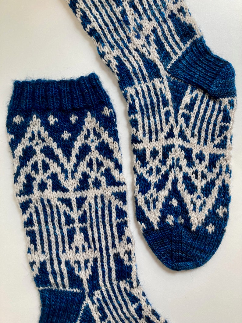 Nordic Sock Knitting Pattern Ice Palace Stranded Colorwork Socks, Cuff ...