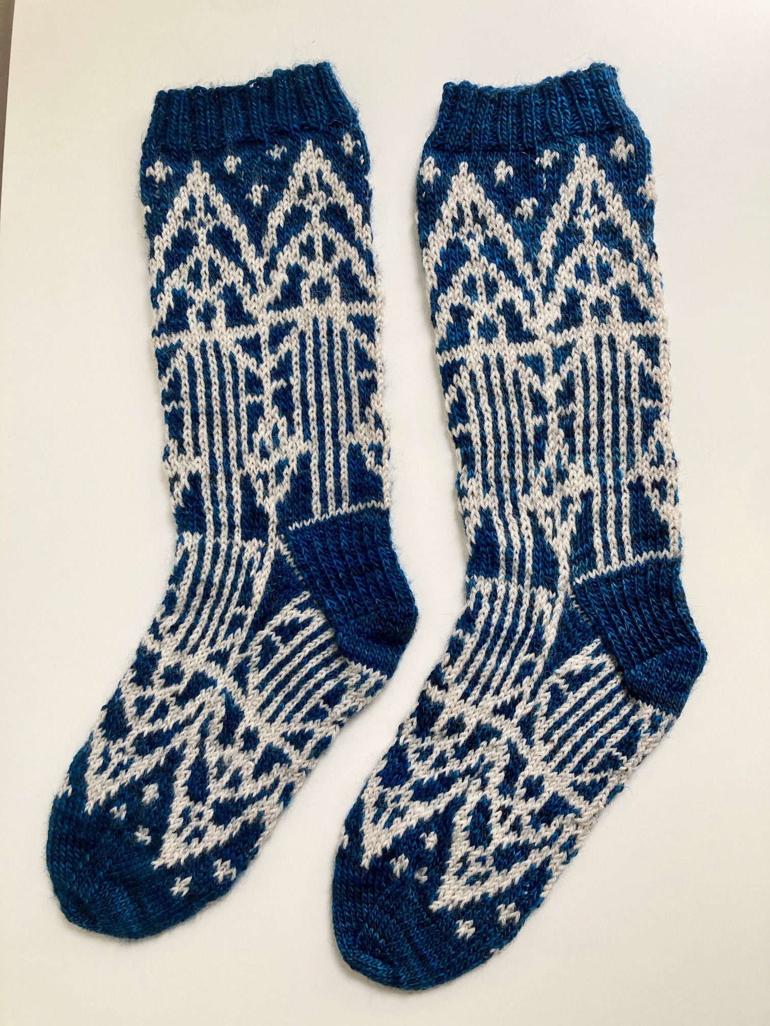 Nordic Sock Knitting Pattern Ice Palace Stranded Colorwork Socks, Cuff ...