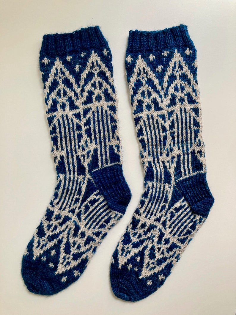 Nordic Sock Knitting Pattern Ice Palace Stranded Colorwork Socks, Cuff ...