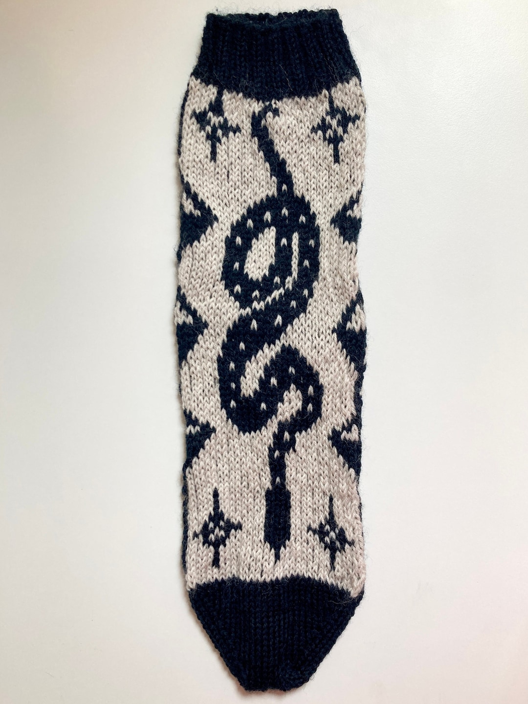 Sock Knitting Pattern - Serpentine Stranded Colorwork Socks, Cuff Down ...