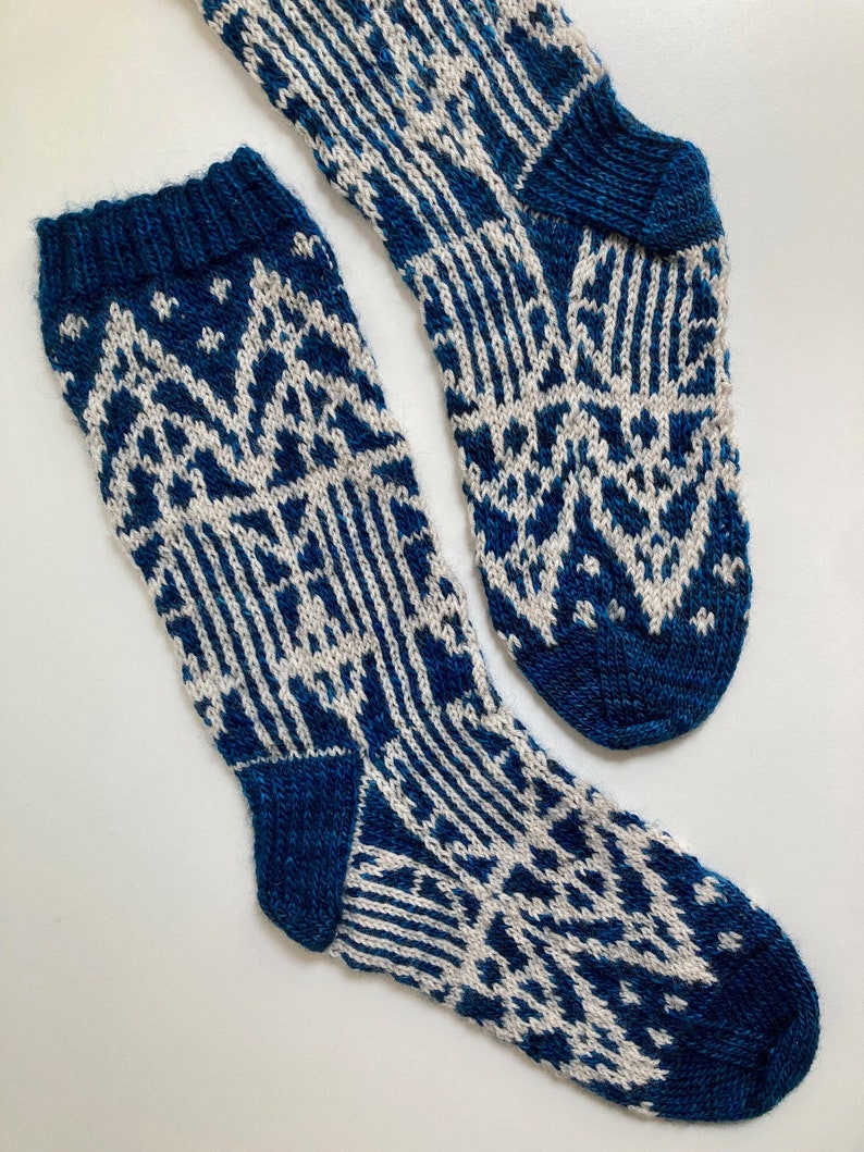 Nordic Sock Knitting Pattern Ice Palace Stranded Colorwork Socks, Cuff ...