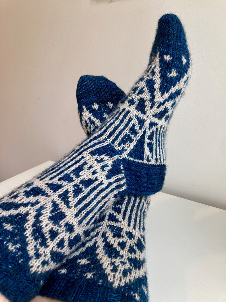 Nordic Sock Knitting Pattern Ice Palace Stranded Colorwork - Etsy
