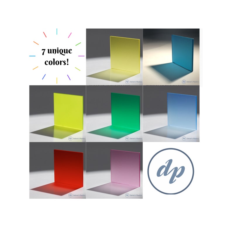 12" X 24" PLASTIBLURS *7 Unique Colors* Plexiglass/acrylic Sheet - 1/8 ...