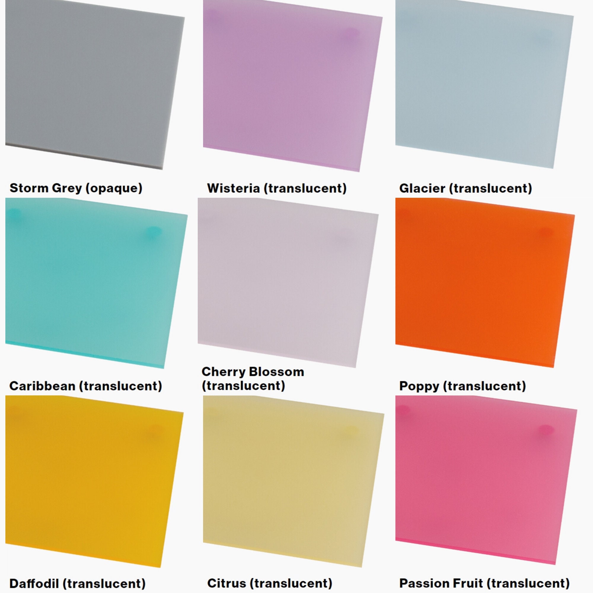 Acrylic Sample Kits - Translucent, Transparent, Mirror, Glitter, Frost ...