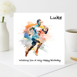 Personalised Runner Birthday Card, Personalised Male Runner Card, Card ...