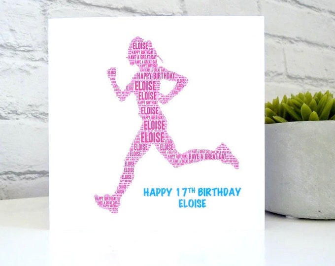 Personalised Female Runner Card, Personalised Birthday Card ...