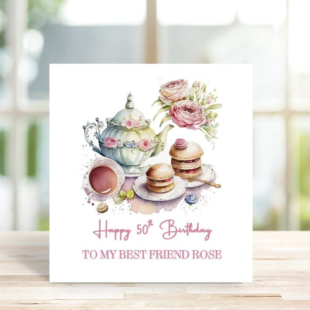 Personalised Afternoon Tea Birthday Card, Tea Party Birthday Card for ...