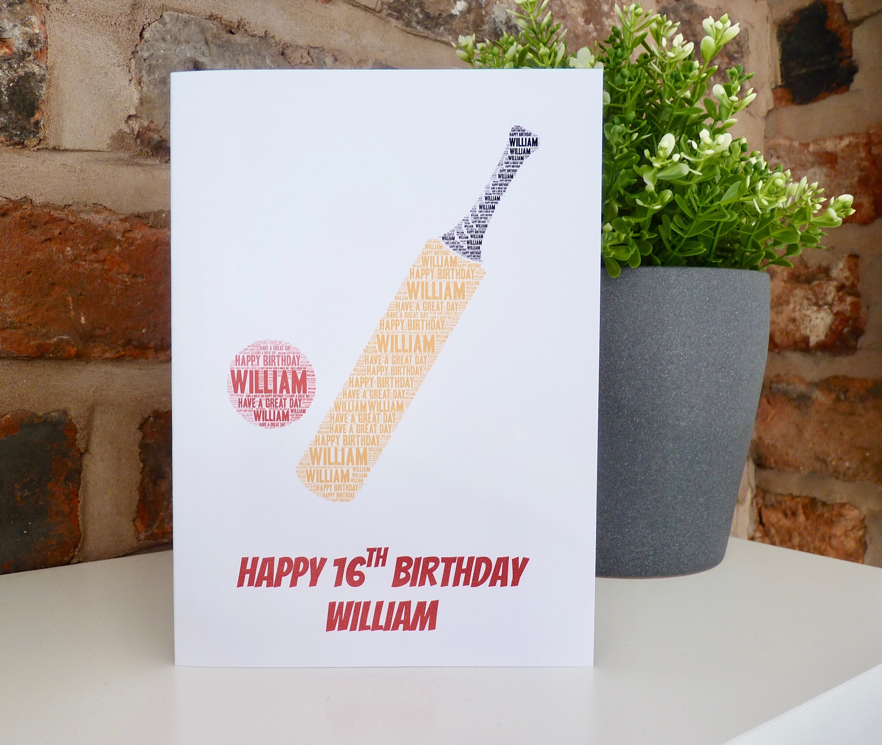 Personalised Cricket Birthday Card Cricket Bat And Ball Card Etsy Uk
