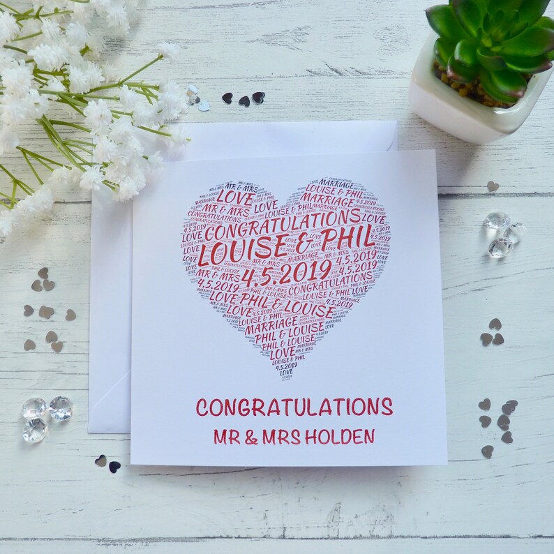 Personalised Love Heart Wedding Card Wedding Card Love Heart - Etsy