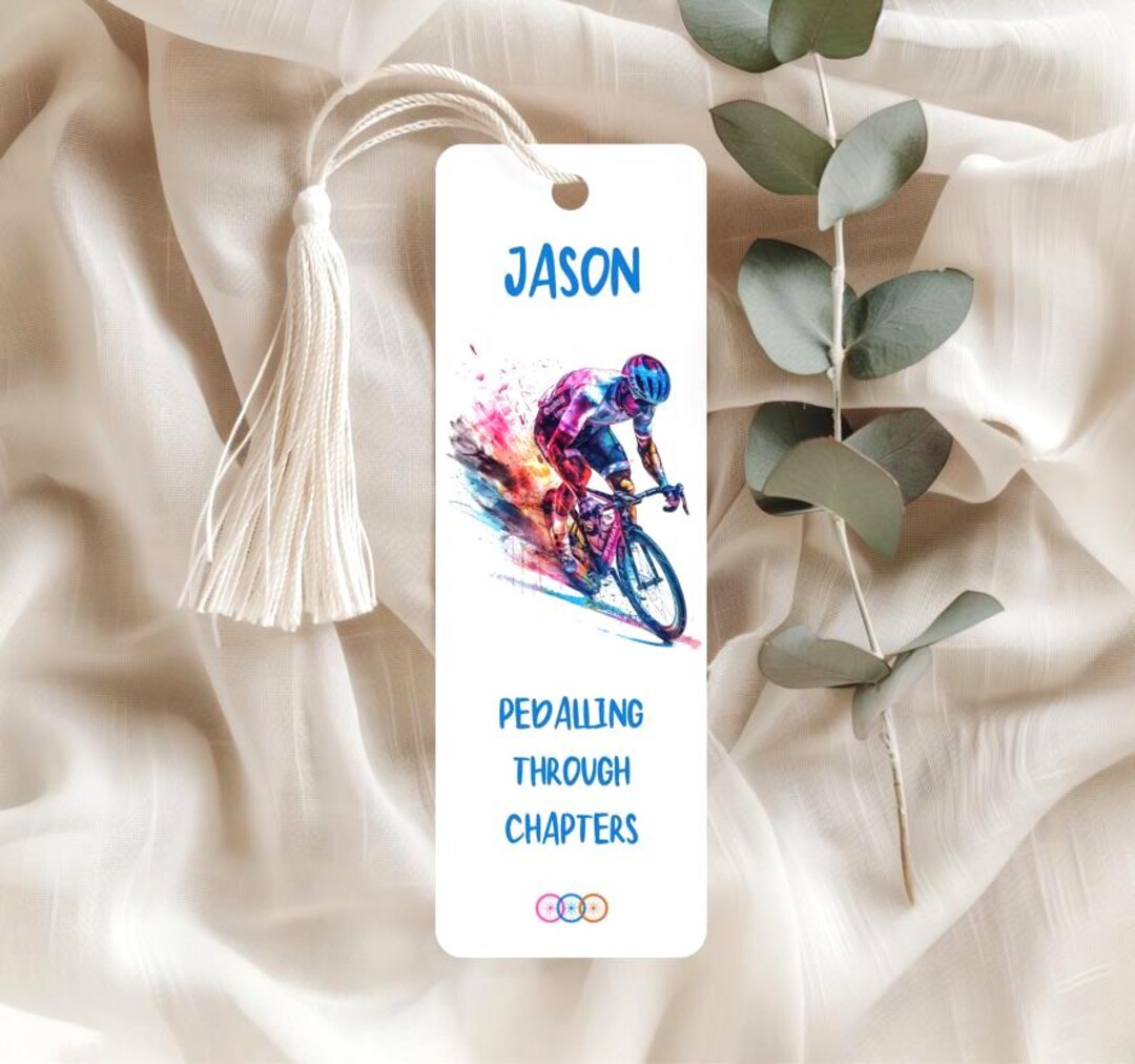 Personalised Male Cyclist Bookmark, Cycling Bookmark, Personalised ...